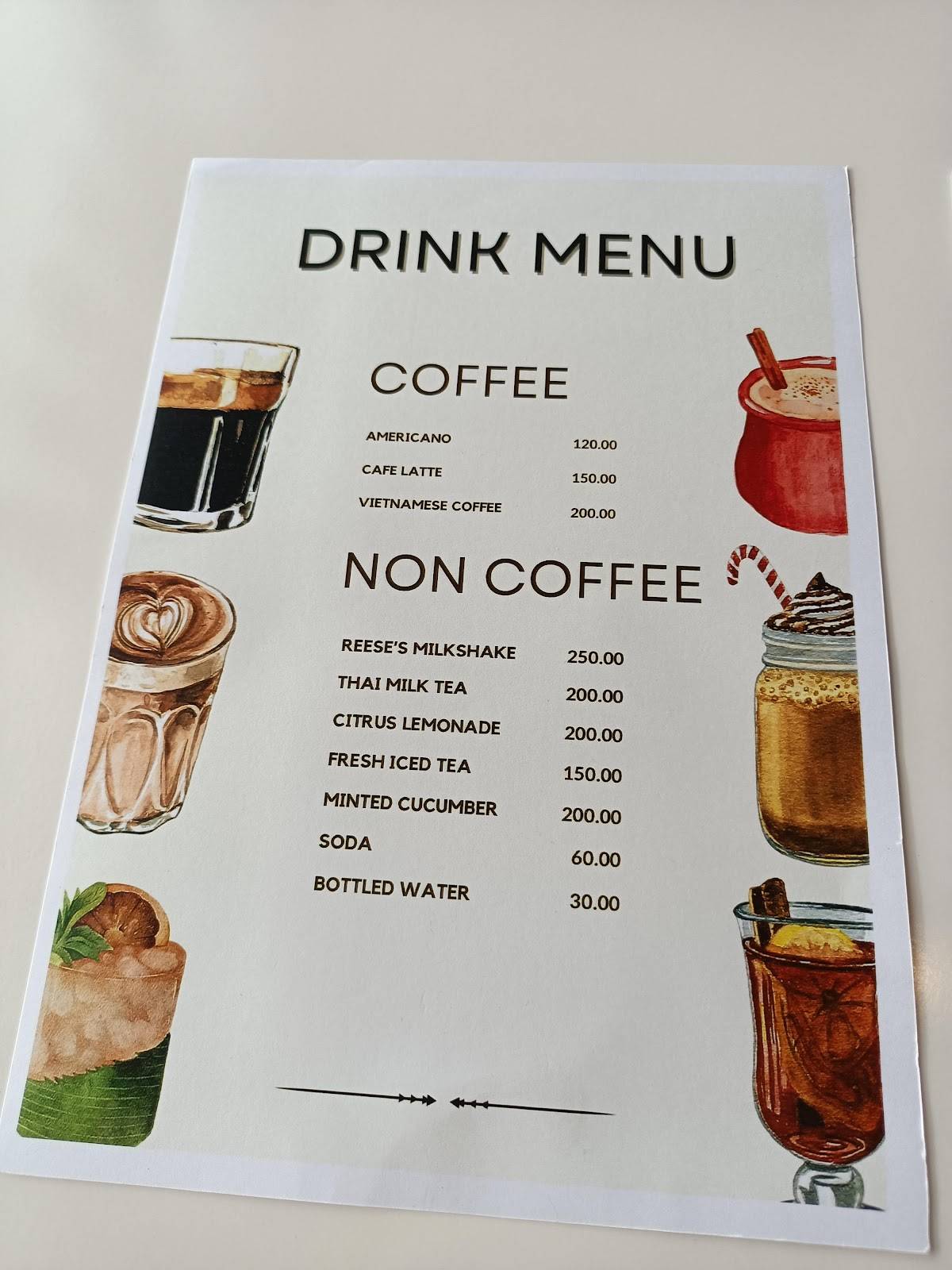 Menu at Calm Street restaurant, Cebu City