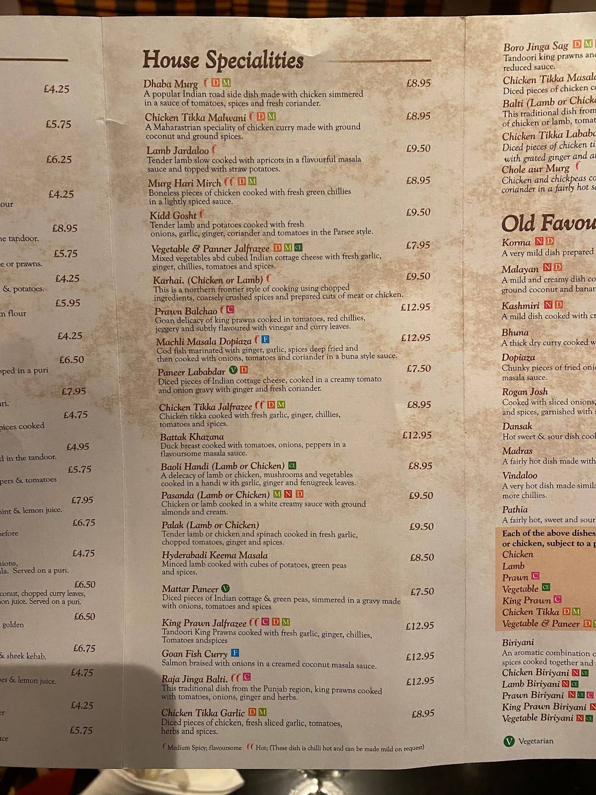Menu at Char Mausum Indian Restaurant, Morpeth