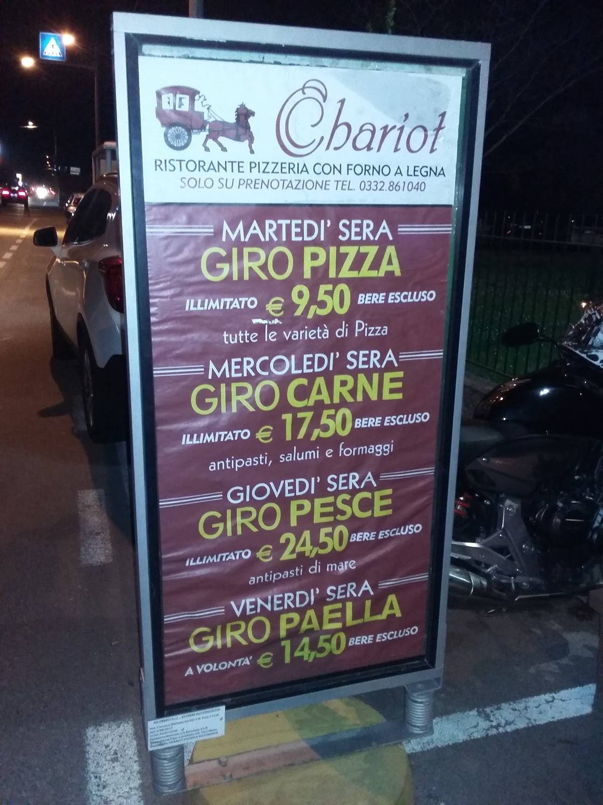 Menu da Chariot ristorante, Malnate