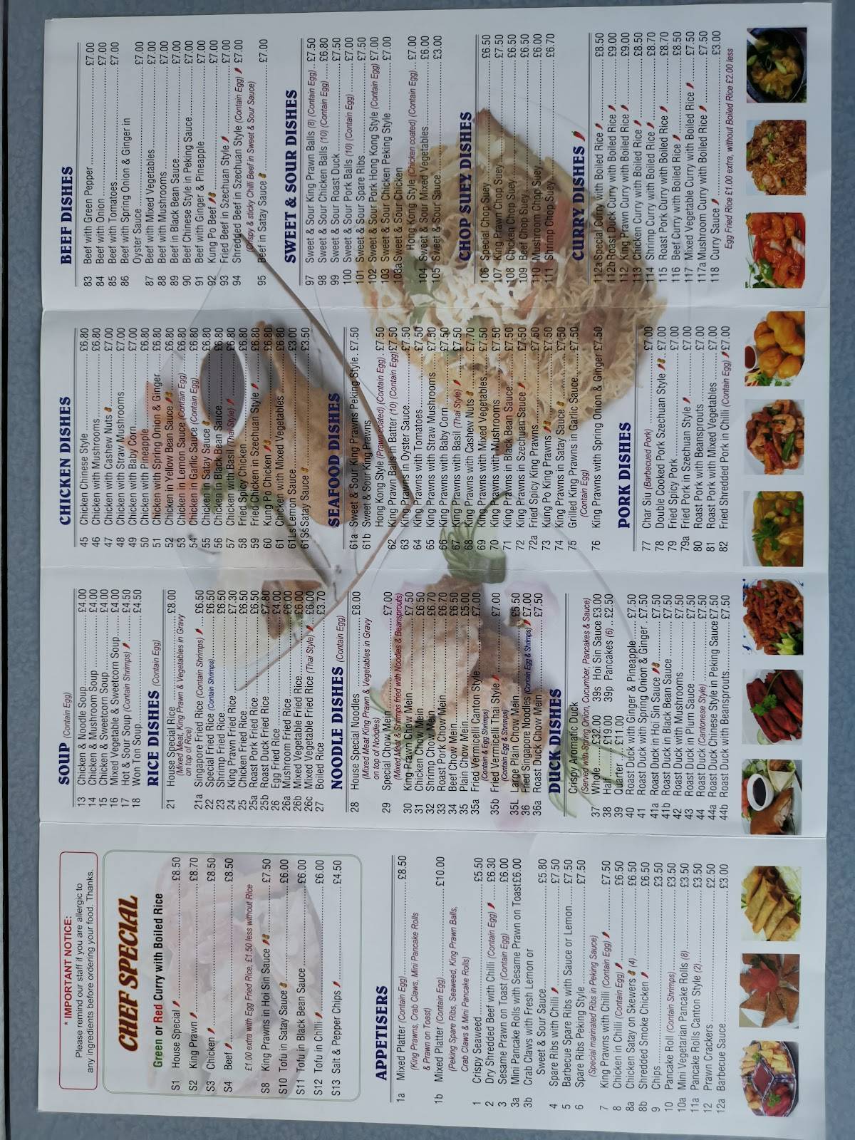Menu at China Garden fast food, Baldock