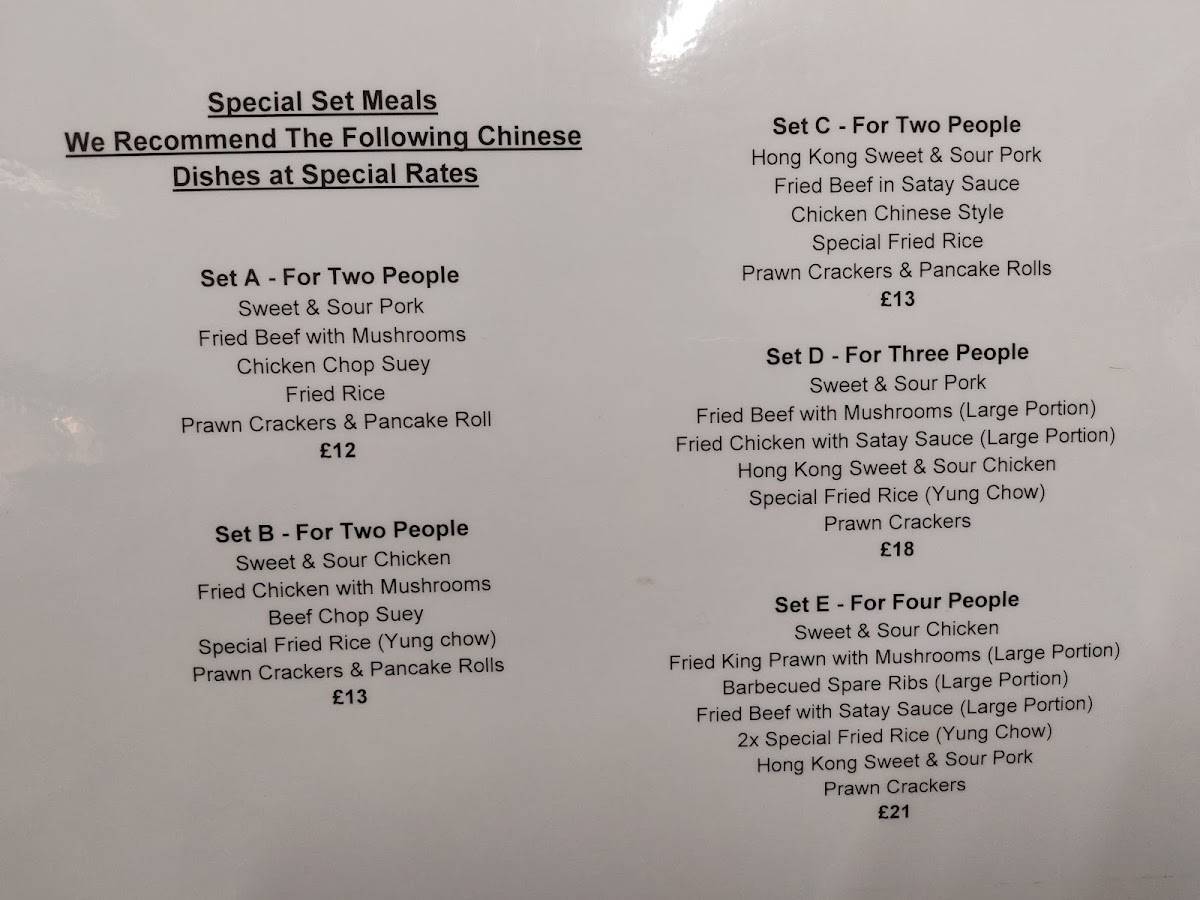 Menu at Kam Too fast food, Portsmouth