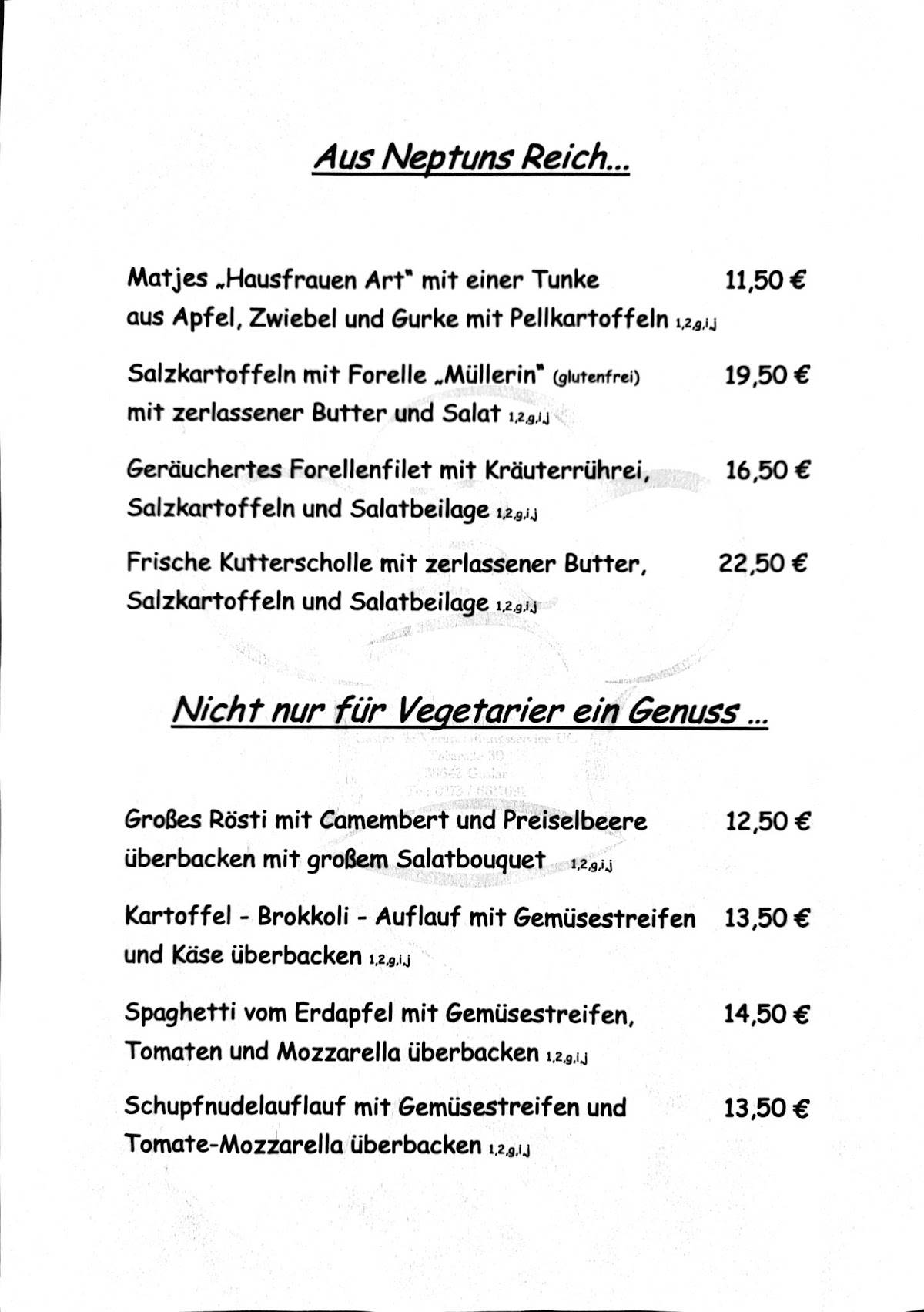 Speisekarte von Flösser Stube Oker restaurant, Goslar