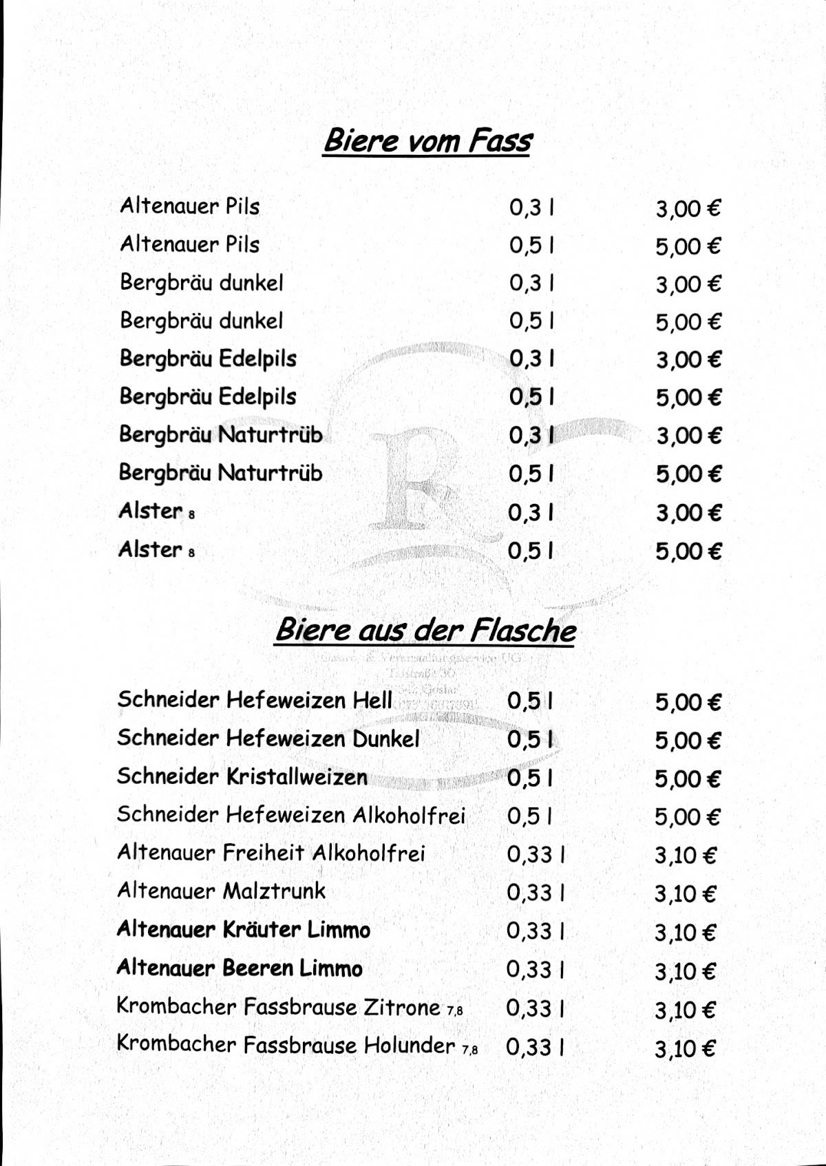 Speisekarte von Flösser Stube Oker restaurant, Goslar