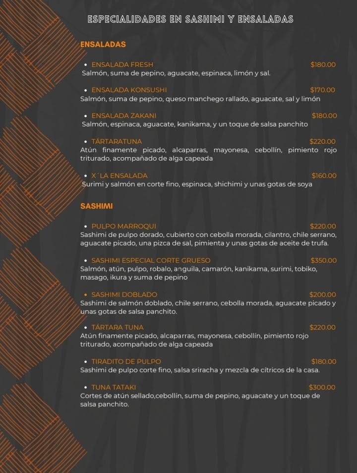 Carta del restaurante Konsushi, Merida, C. 33 488