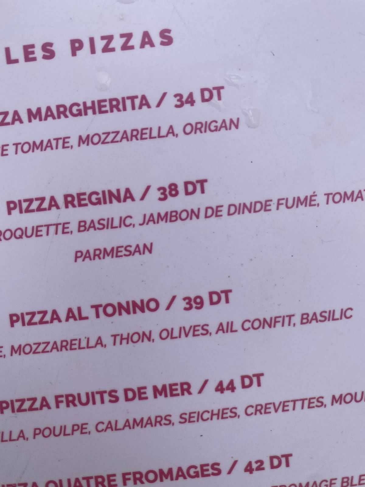 Menu au LA VILLA BEACH restaurant, Gammarth