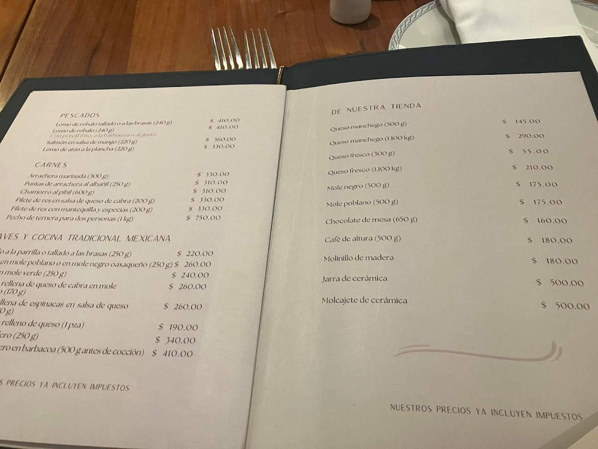 Carta del restaurante El Cardenal del San Ángel, Ciudad del México, Av ...