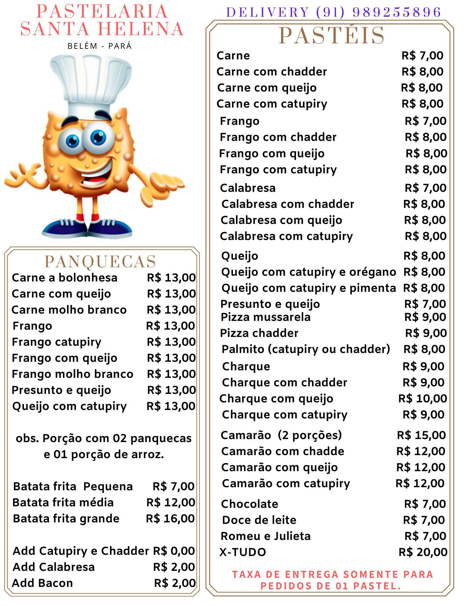 Menu em Pastelaria Santa Helena restaurante, Belém