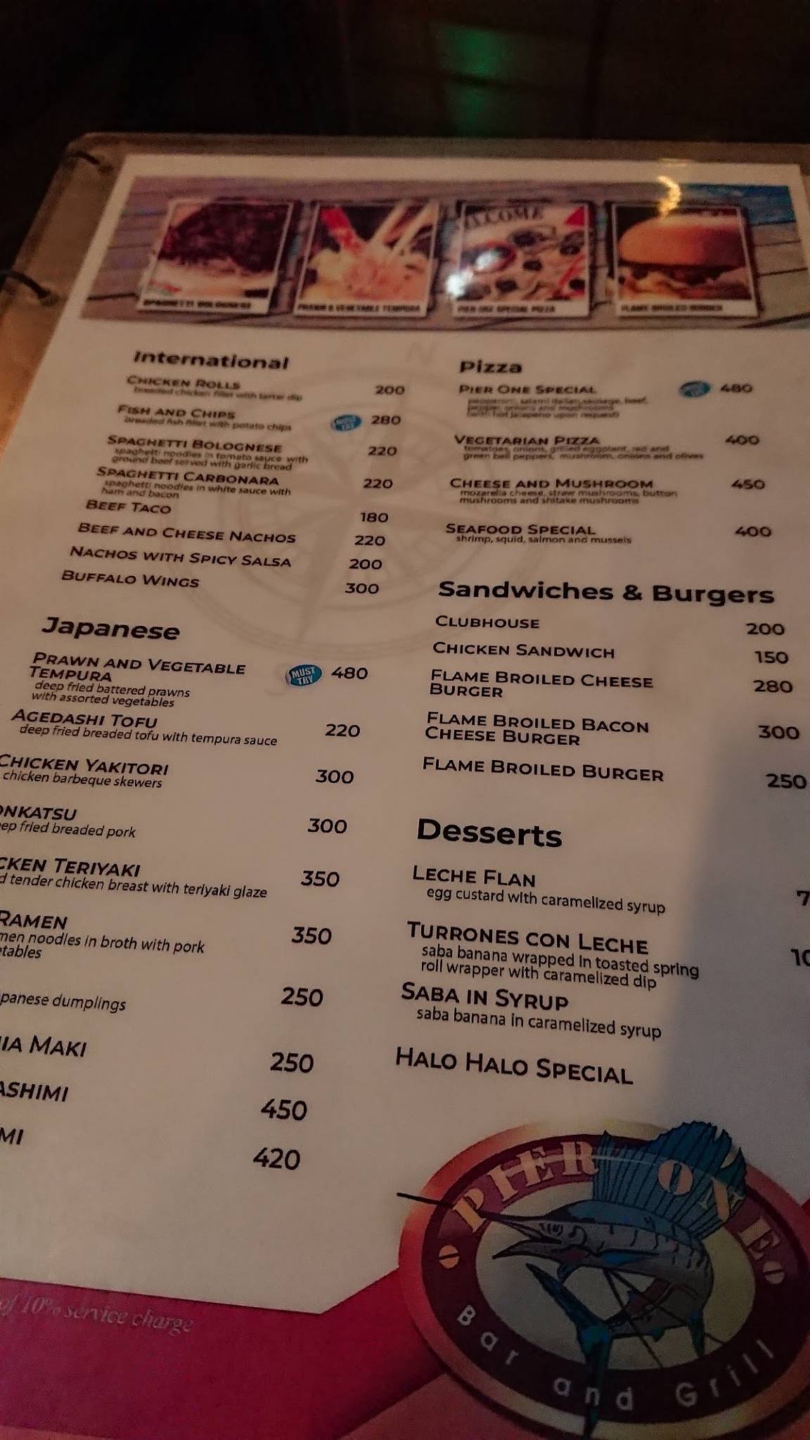 Menu at Pier One Bar & Grill, Subic Bay Freeport Zone, Lot 249 ...