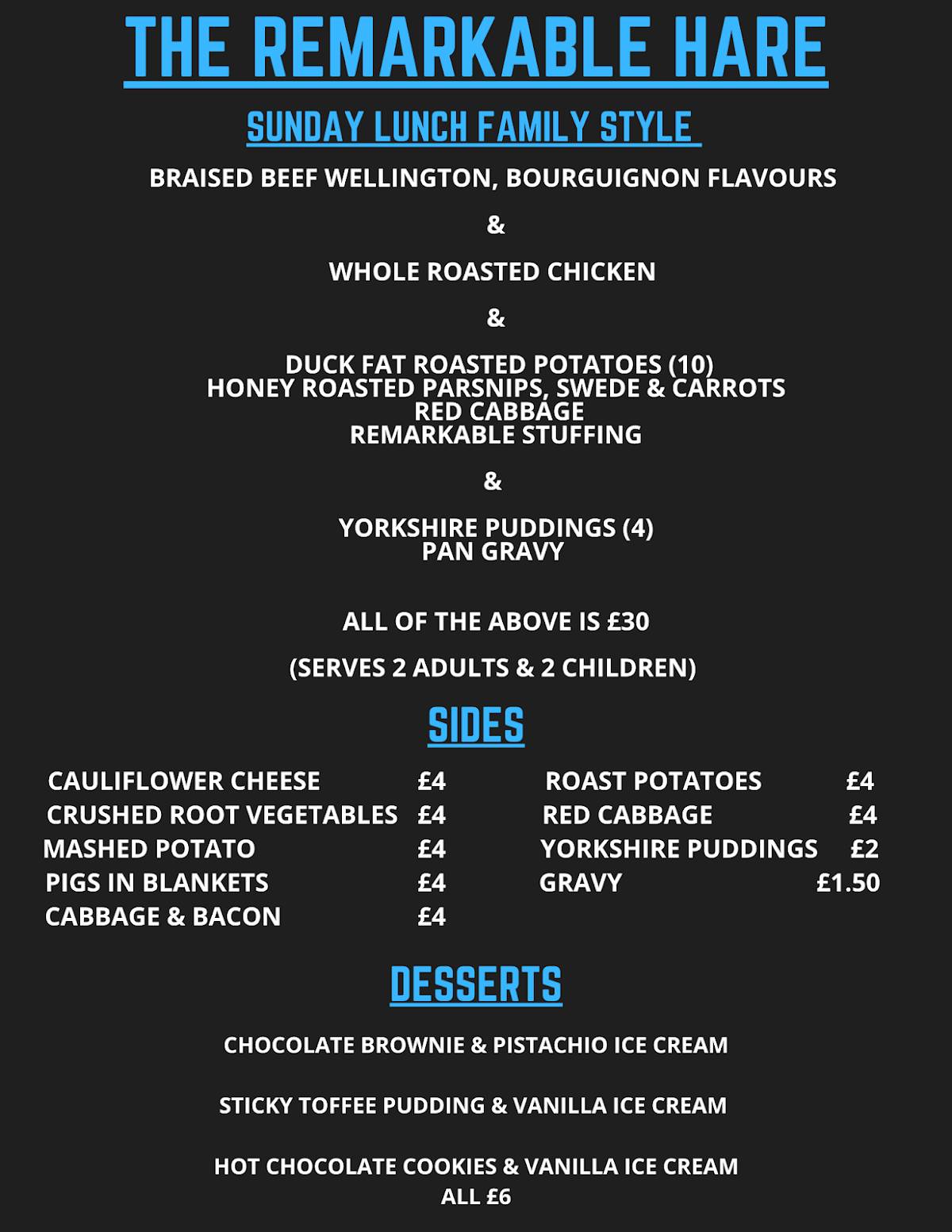 Menu at Remarkable Hare pub & bar, Matlock