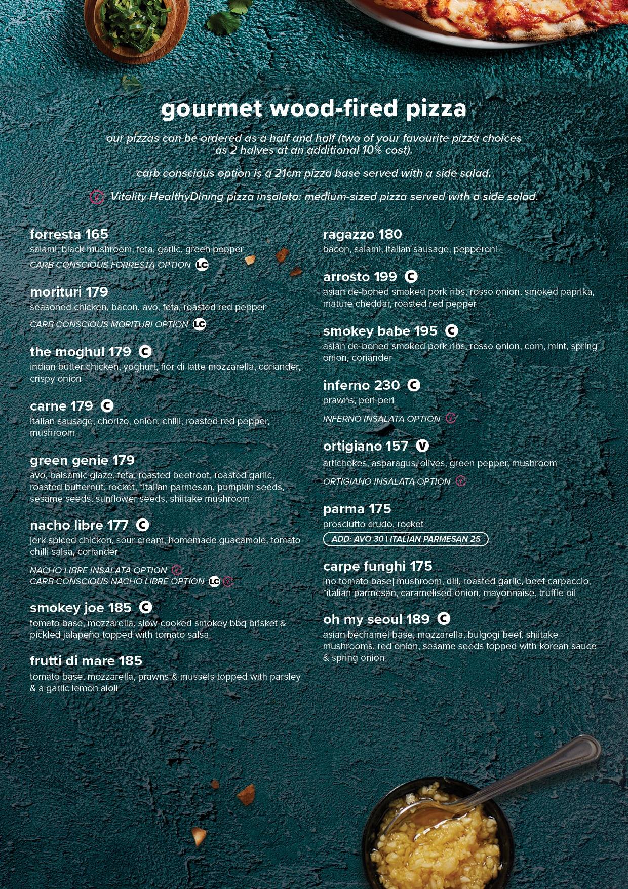 Menu at Col'Cacchio Gateway restaurant, Durban, Shop G320