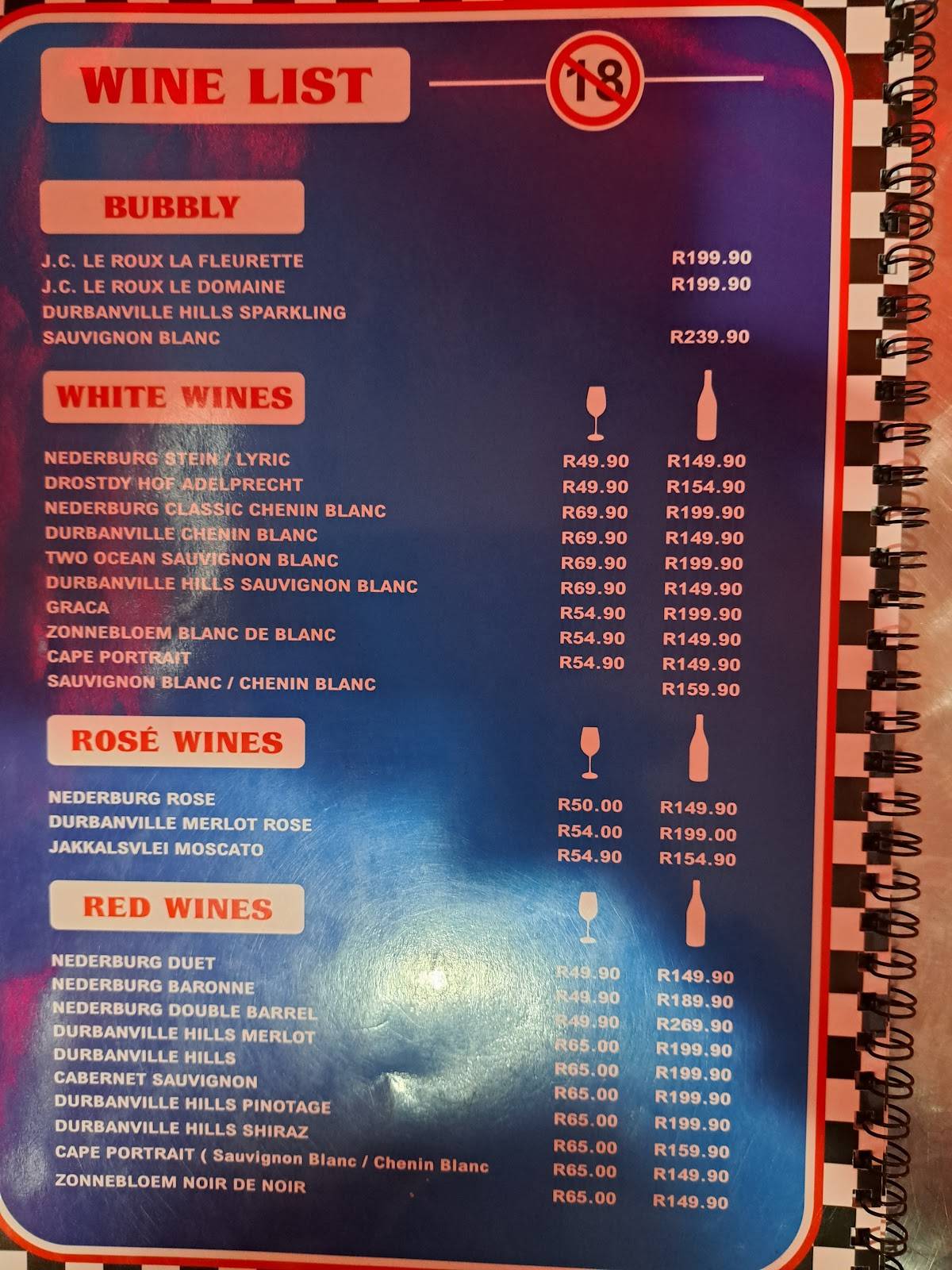 Menu at Mustang Sally's Pub & Diner Montana, Pretoria