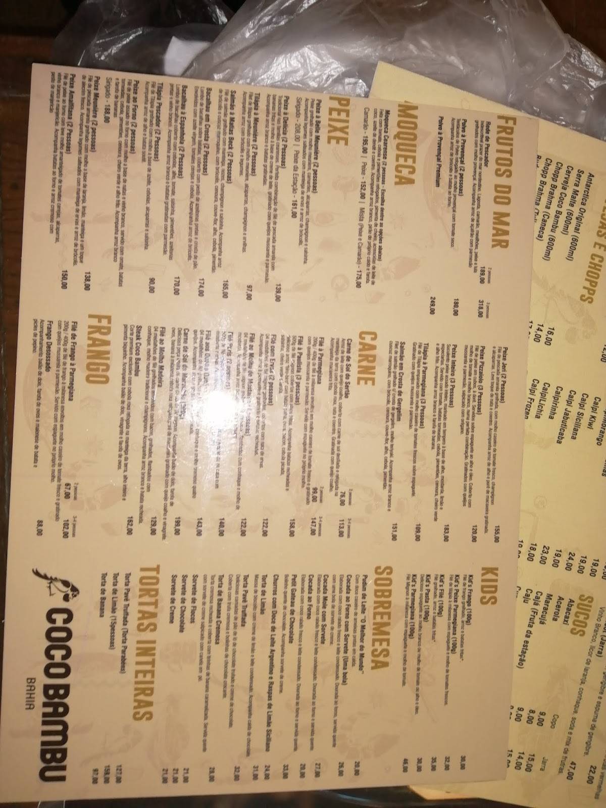Menu em Coco Bambu pizzaria, Salvador, 1273 Lot Aquárius