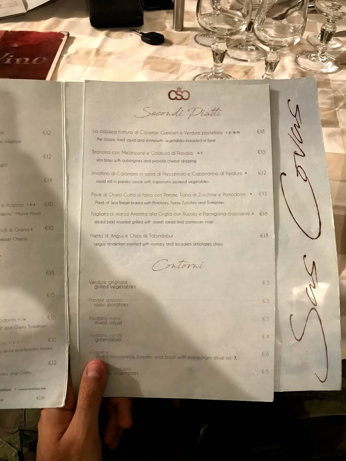 Menu da Sas Covas pizzeria, Bosa, Via Sas Covas