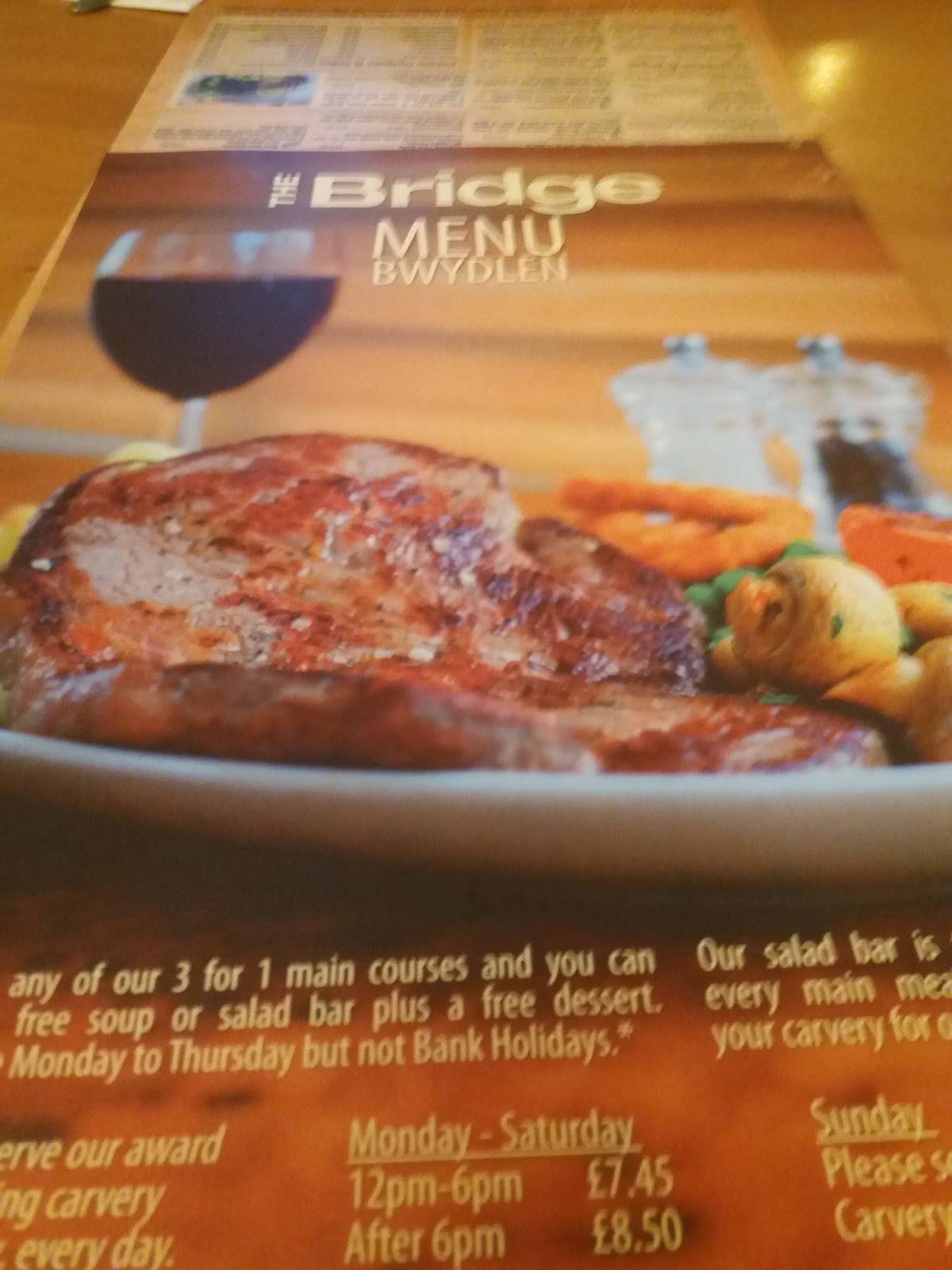 Menu at The Bridge restaurant, Llanelli