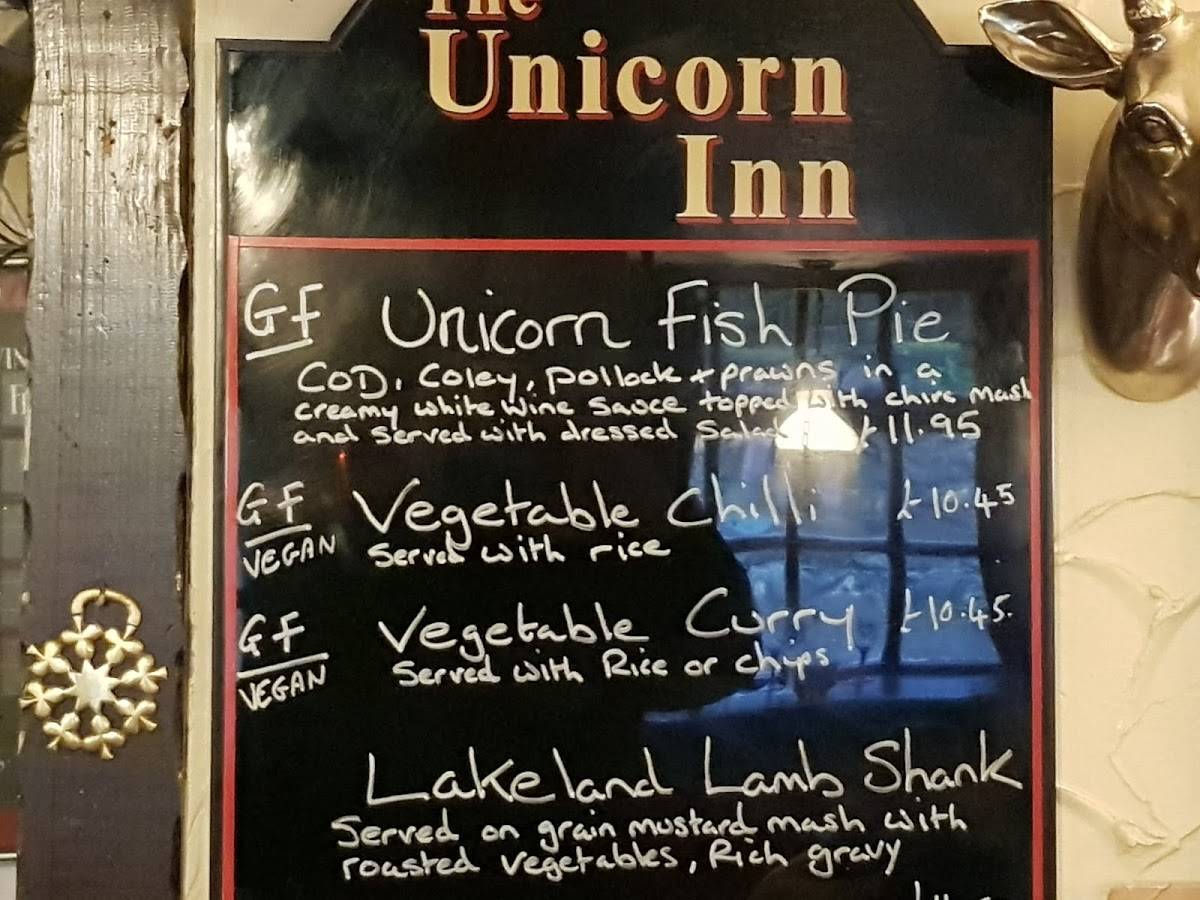 Menu at The Unicorn Ambleside pub & bar, Ambleside