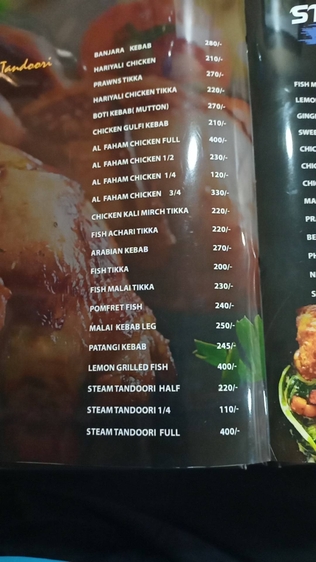 Menu at 007 Punjabi Dhaba, India