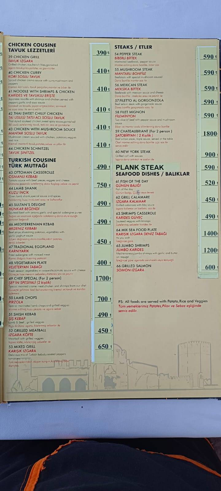 Menu at Hisar Restaurant Cafe&Bar, Alanya, Mahalle