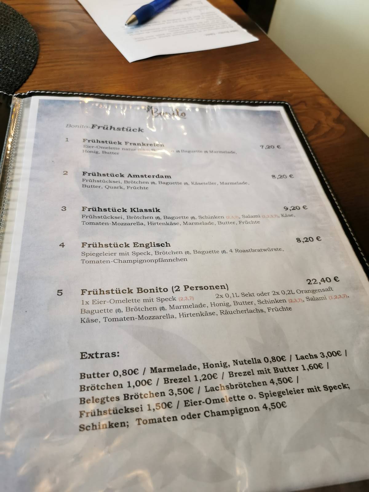 Speisekarte von Bonito restaurant, Deutschland