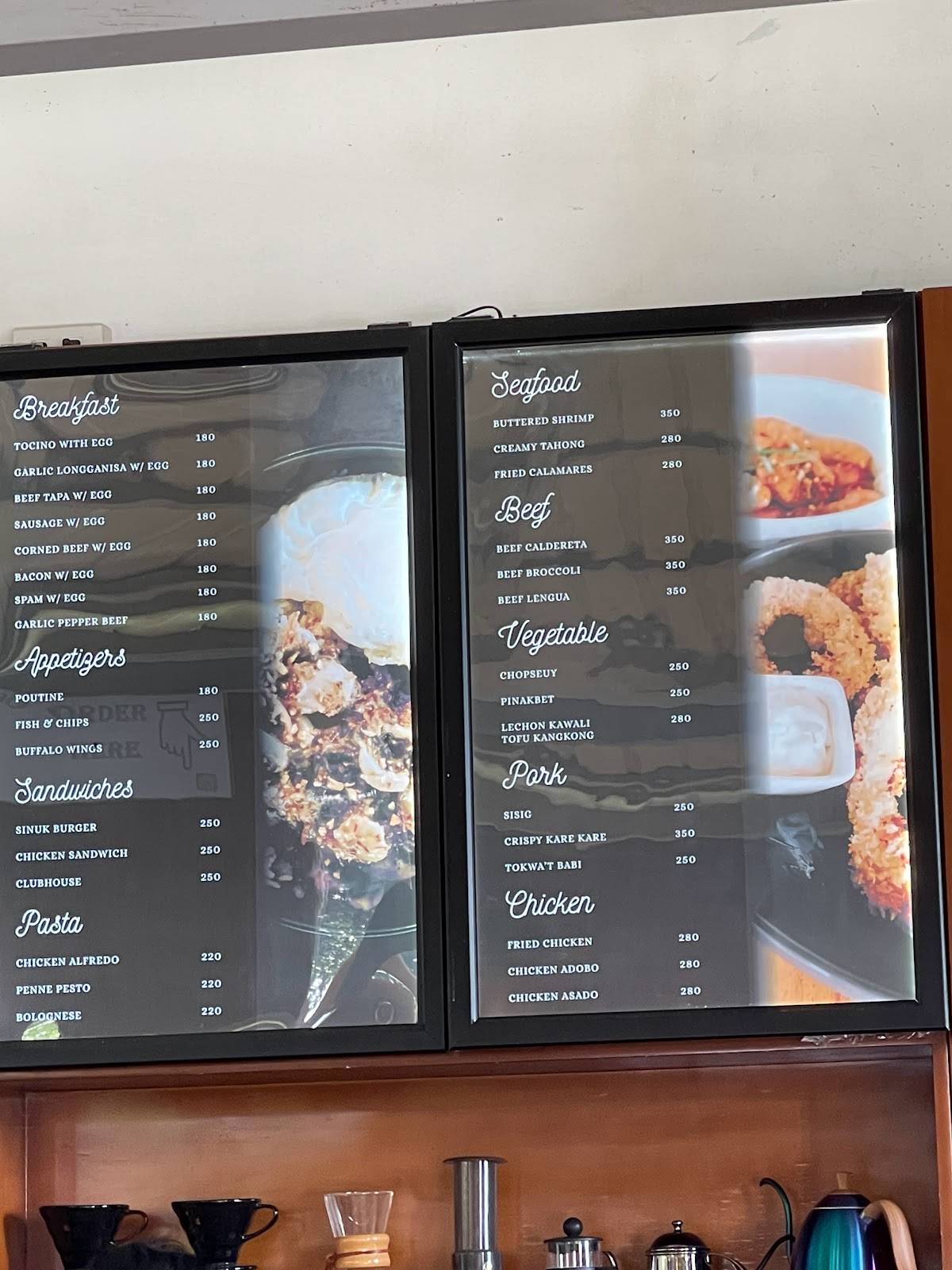 Menu at Kape Sinukuan cafe, Arayat