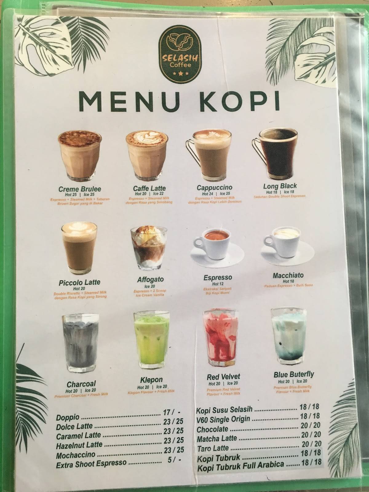 Menu at Kedai Selasih cafe, Bandung, Jl. Cikutra Baru VI No.34