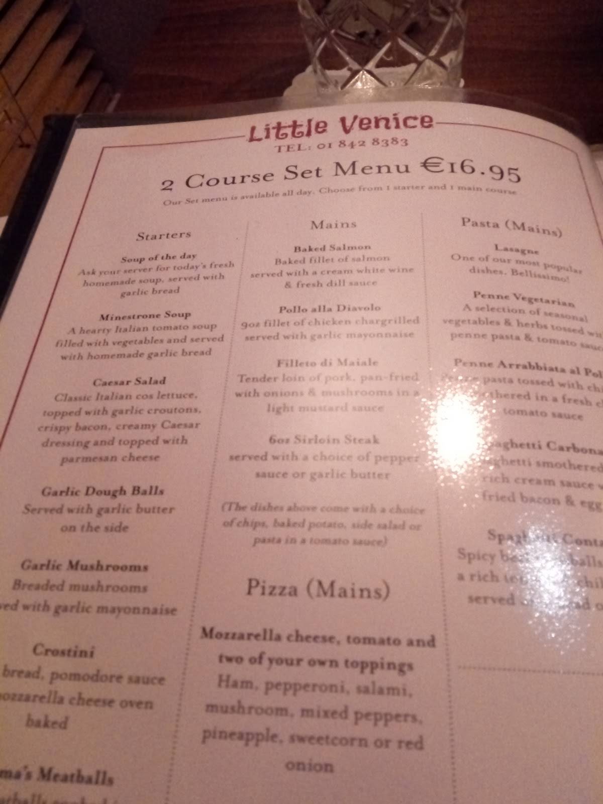 Menu at Little Venice Restaurant, Dublin, Old Airport Rd