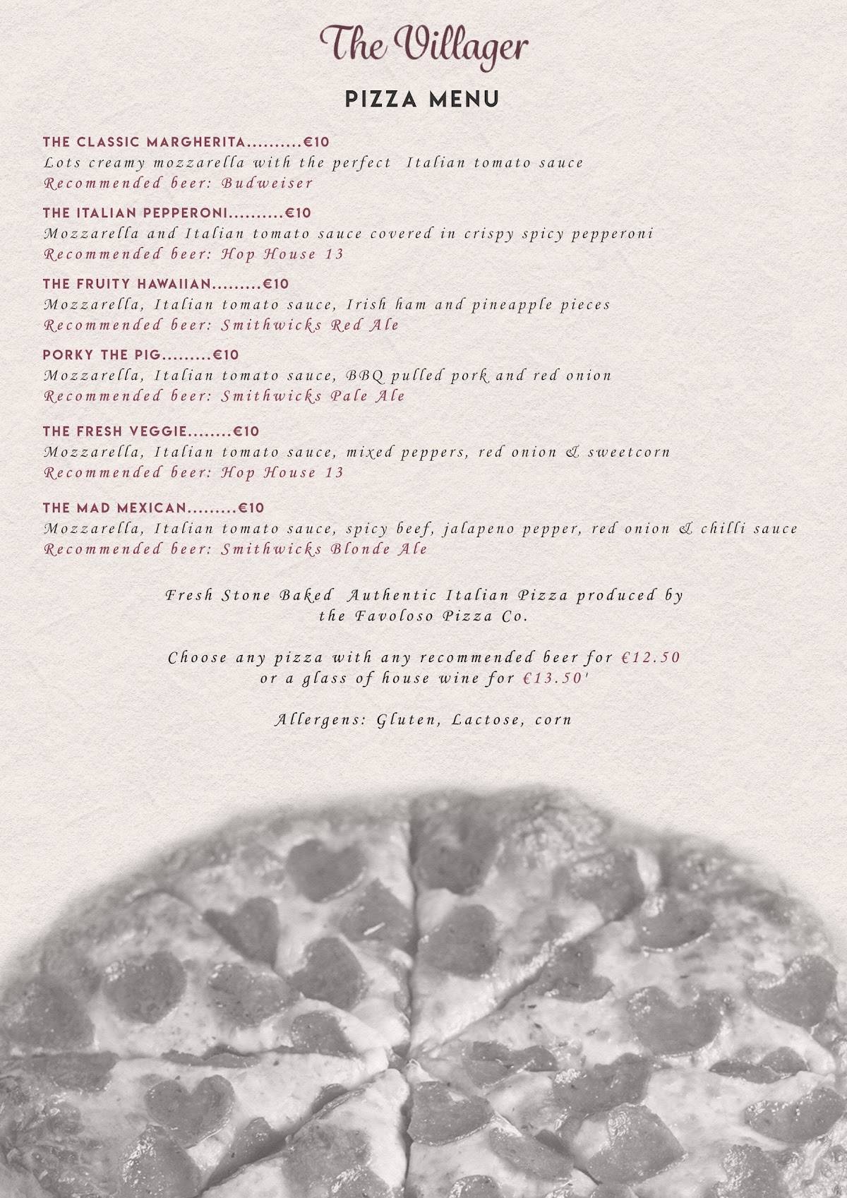 Menu at The Villager pub & bar, Dublin, 31 Main Street Chapelizod ...