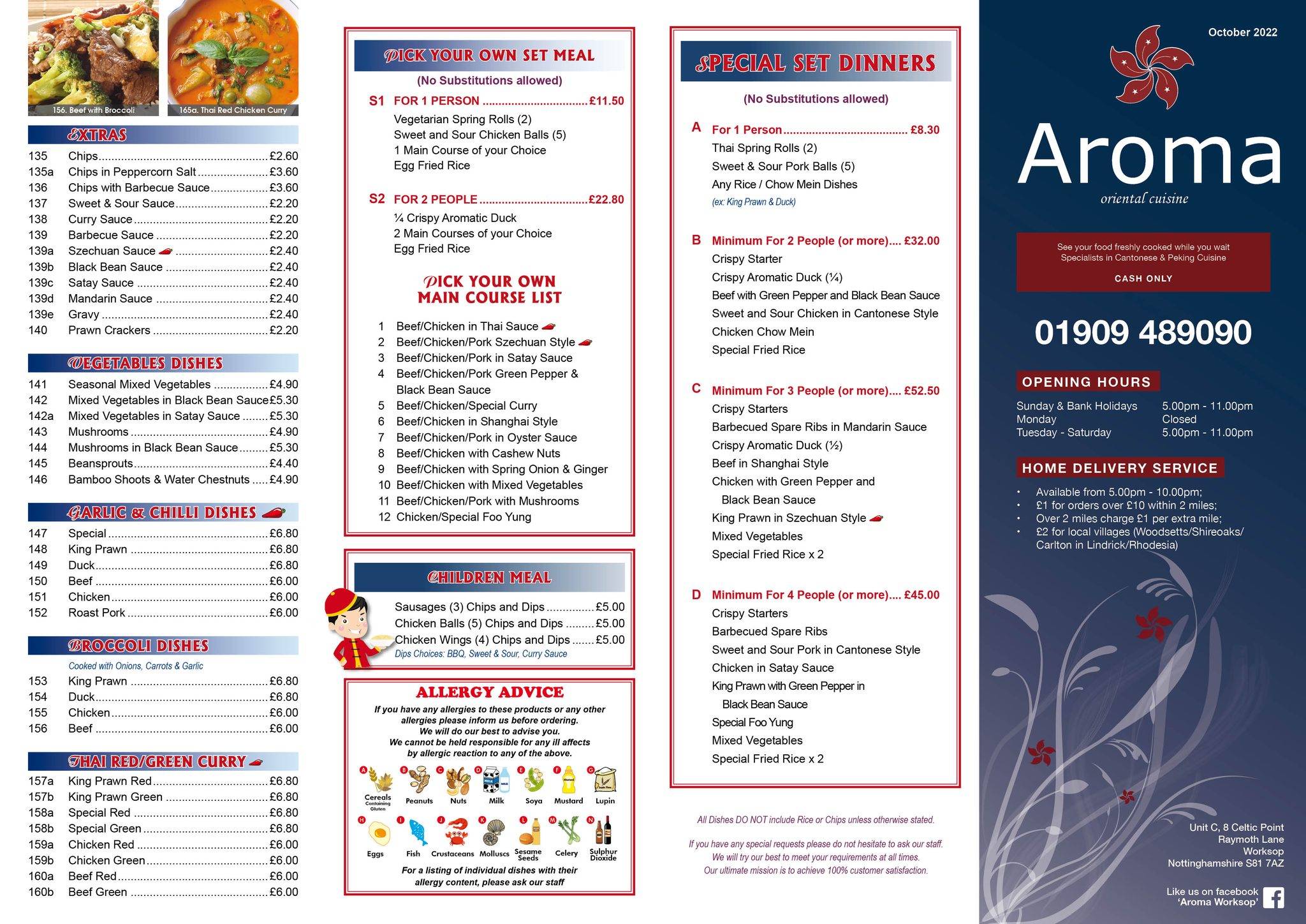 Menu at Aroma fast food, Worksop, Celtic Point
