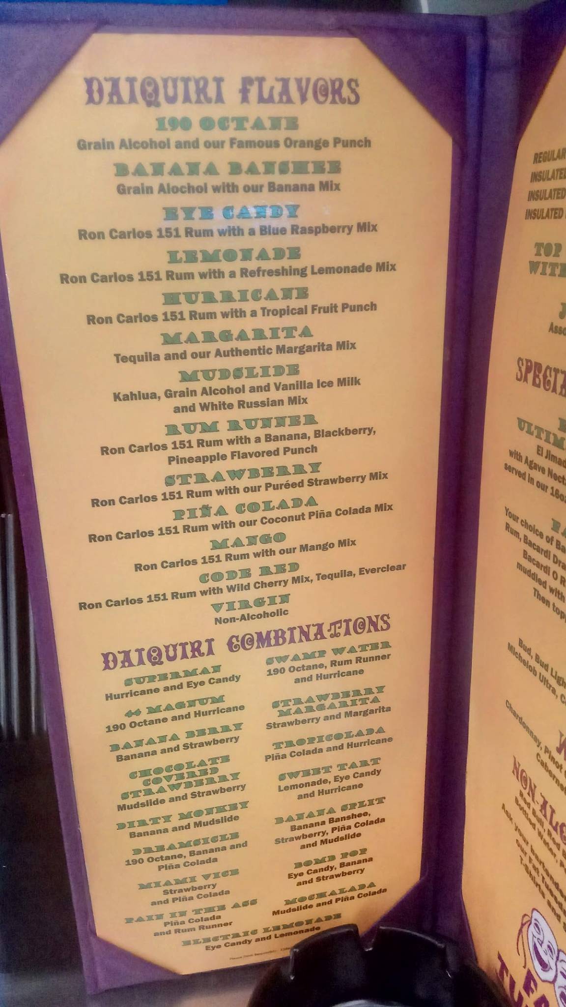 Menu at Fat Tuesday Key West Duval St pub & bar, Key West, 305 Duval St