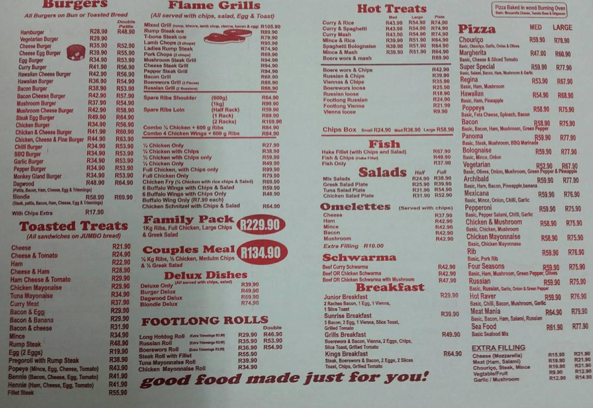 Menu at Grills & More Roadhouse &Pizzeria, Boksburg