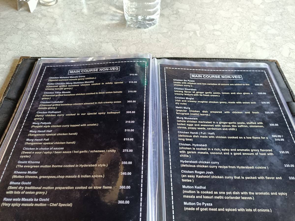 Menu at Hotel Mayur Express, India