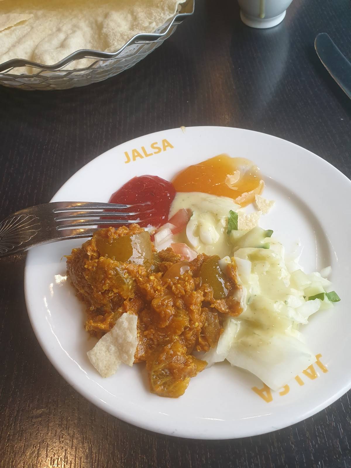 Menu at Jalsa Tandoori restaurant, Conwy