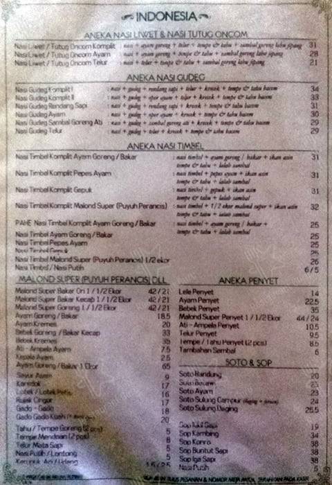 Menu at Kedai Selasih cafe, Bandung, Jl. Cikutra Baru VI No.34