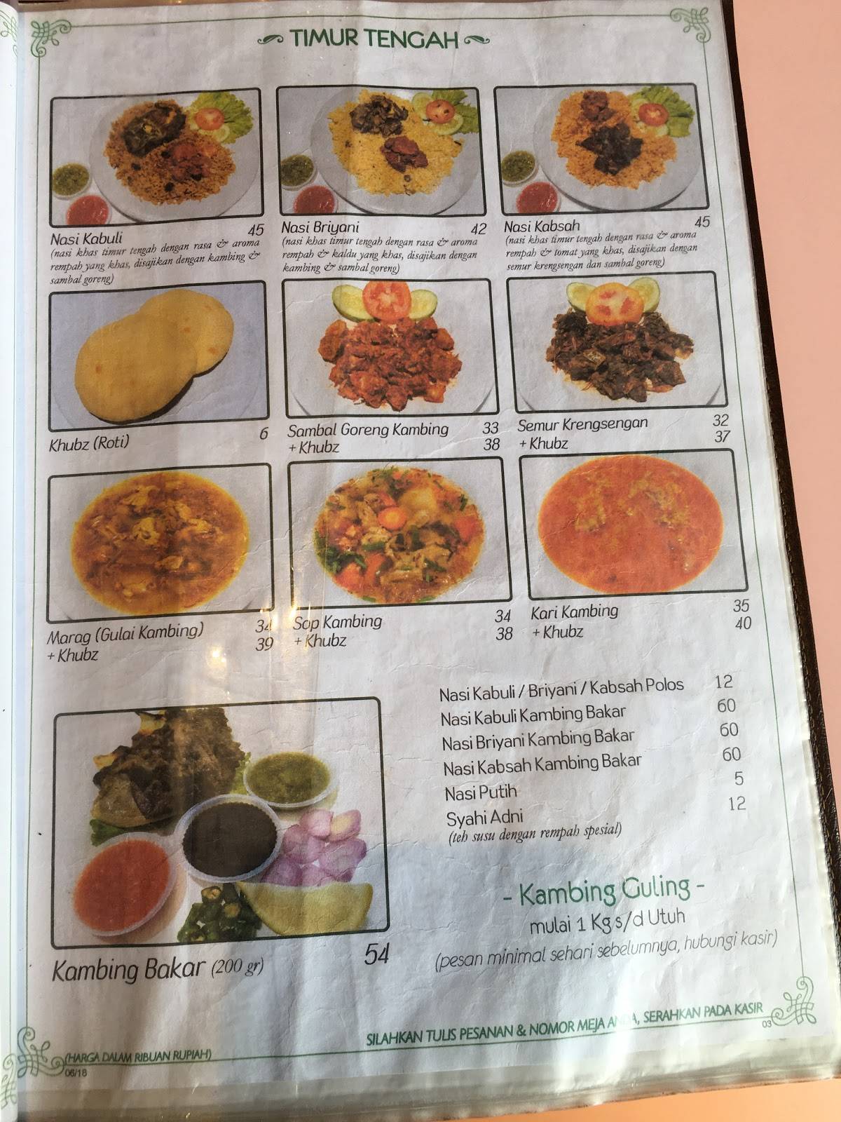 Menu at Kedai Selasih cafe, Bandung, Jl. Cikutra Baru VI No.34