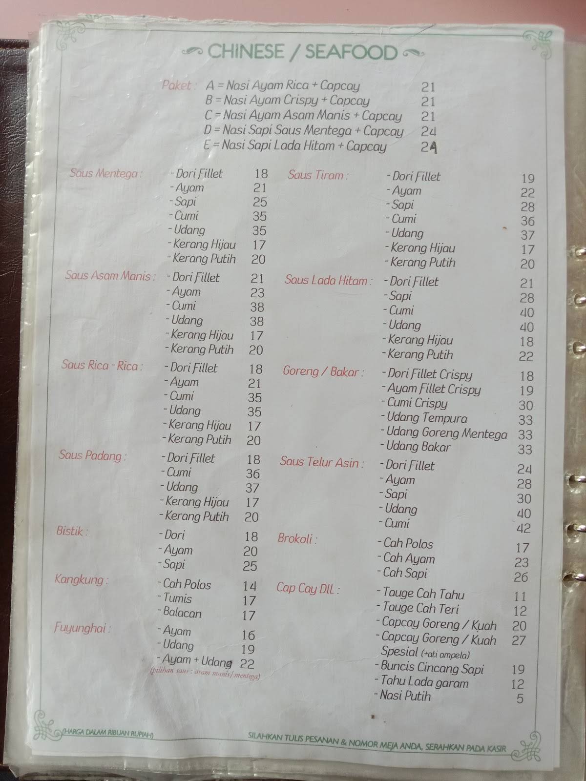 Menu at Kedai Selasih cafe, Bandung, Jl. Cikutra Baru VI No.34