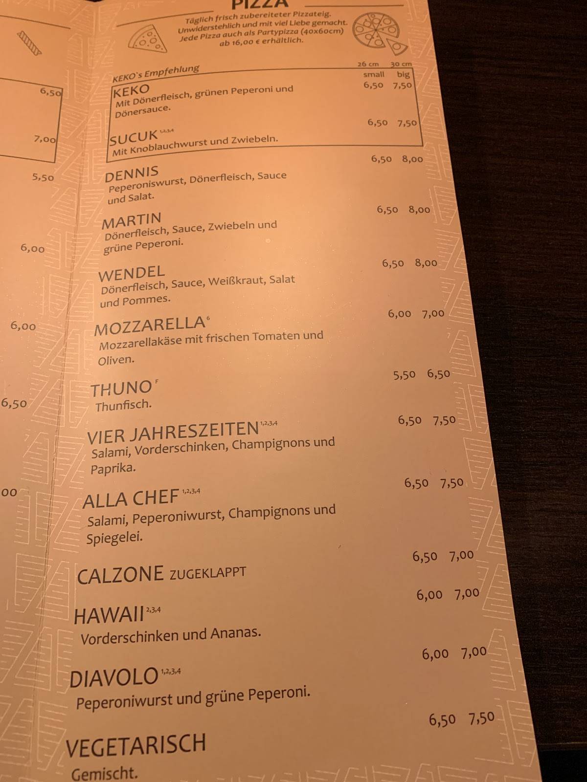 Speisekarte von Keko Bistro Kebabhaus restaurant, Sankt Wendel