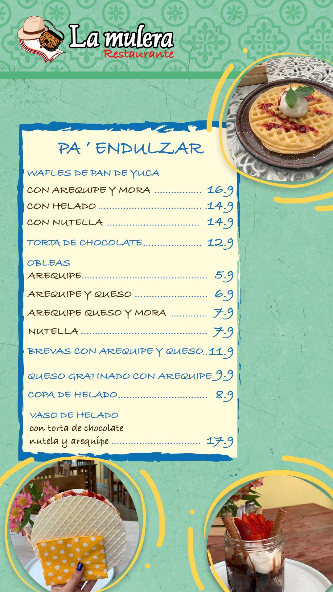 Carta del restaurante La Mulera Calle 97, Bogotá