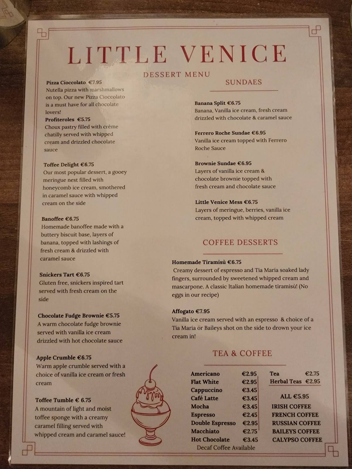 Menu at Little Venice Restaurant, Dublin, Old Airport Rd