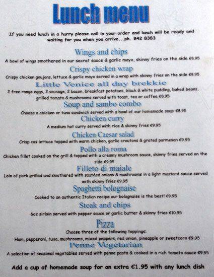 Menu at Little Venice Restaurant, Dublin, Old Airport Rd