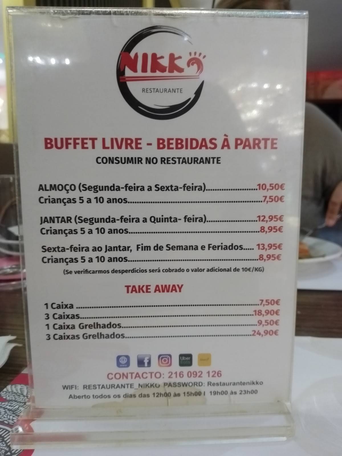 Menu em Restaurante NIKKO, Montijo, R. Vasco da Gama 274 A