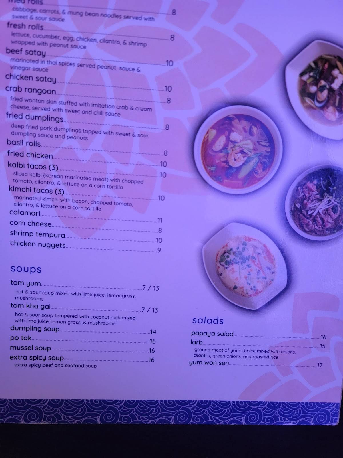 Menu at Noodles restaurant, Kodiak