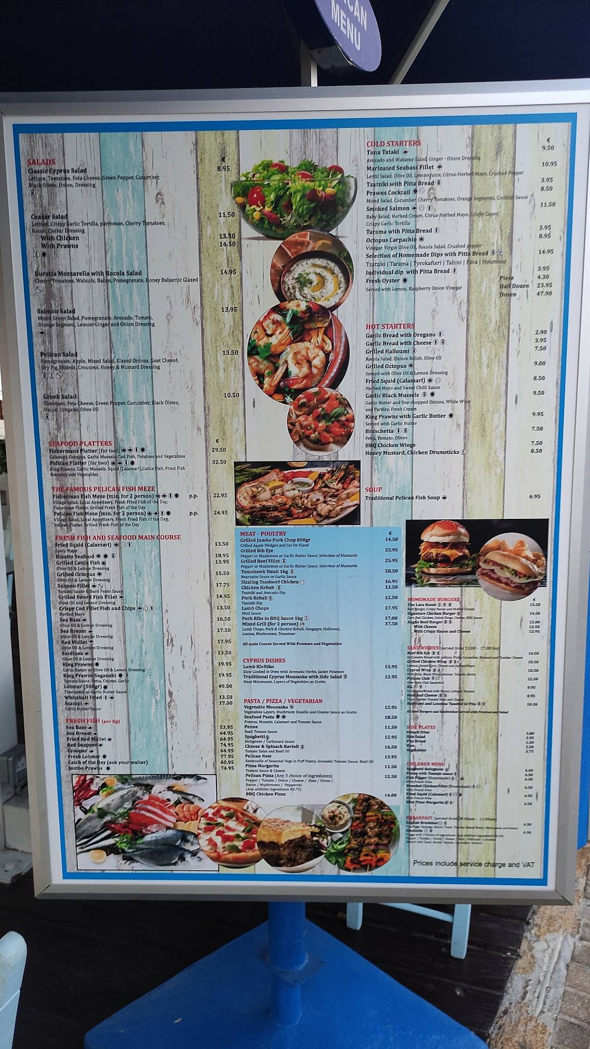 Menu at Pelican Restaurant, Paphos, At the Paphos Harbour