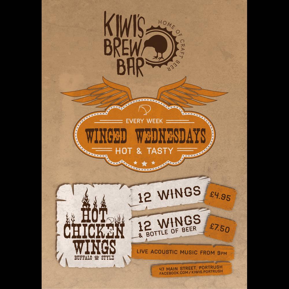 Menu at Kiwi's Brew Bar, Portrush