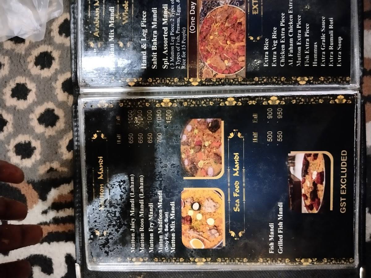Menu at Aazebo-The Royal Arabian Restaurant, Hyderabad, 1-90/2/A