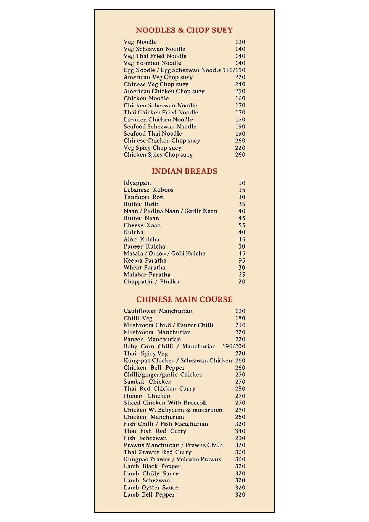 Menu at Layalee Global Cuisine Restaurant, Chennai, 12A