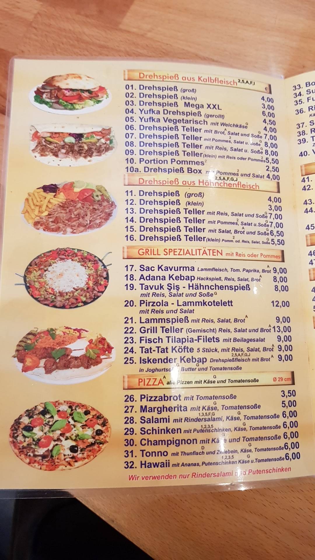 Speisekarte von Tat Tat Kebabhaus restaurant, Sinsheim