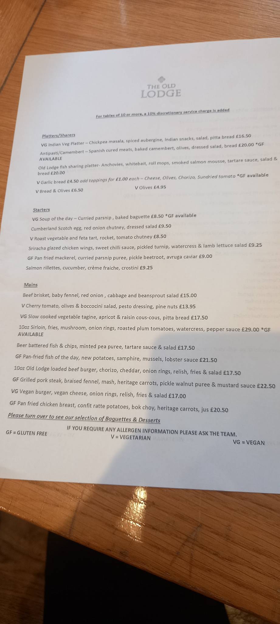 Menu at The Old Lodge pub & bar, Stroud