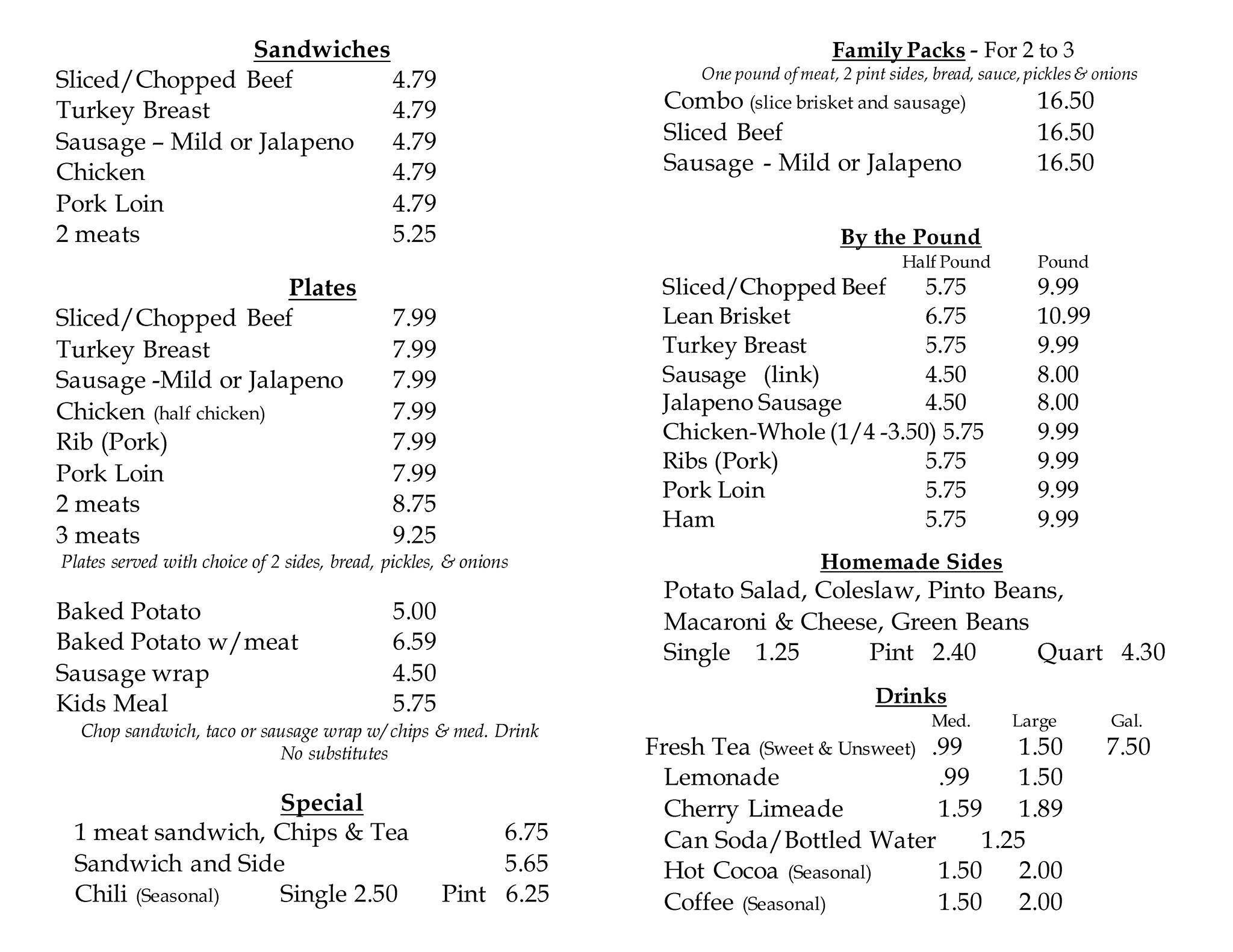 Menu at The ReaL Pit BBQ, Canyon Lake