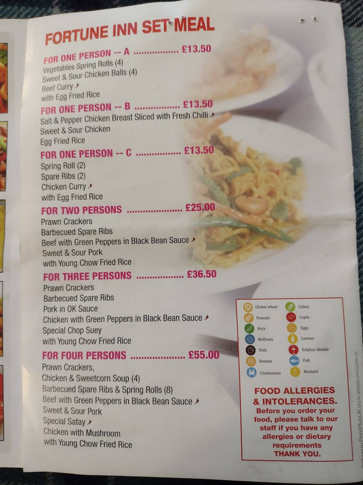 Menu at Fortune Inn pub & bar, Wakefield, 35A Bradford Rd
