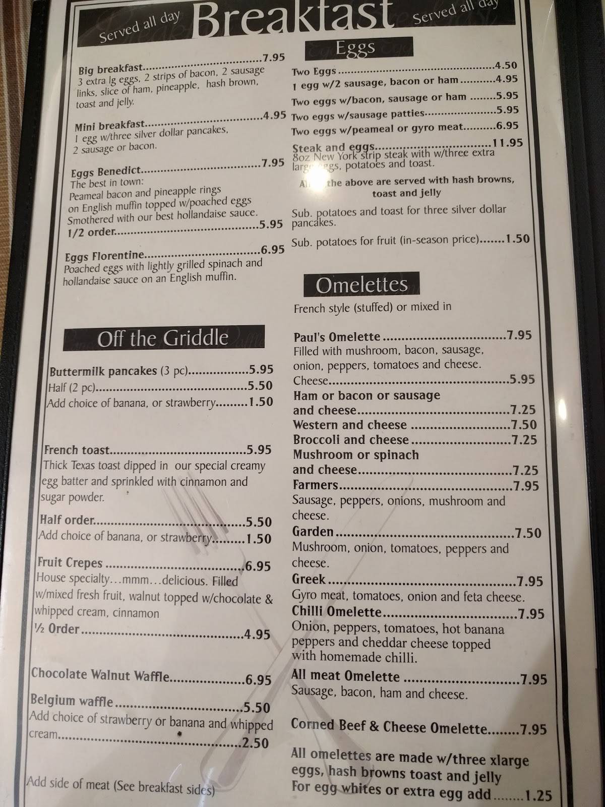 Menu at Paul's Kitchen restaurant, Windsor
