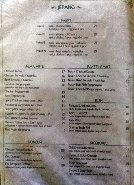 Menu at Kedai Selasih cafe, Bandung, Jl. Cikutra Baru VI No.34